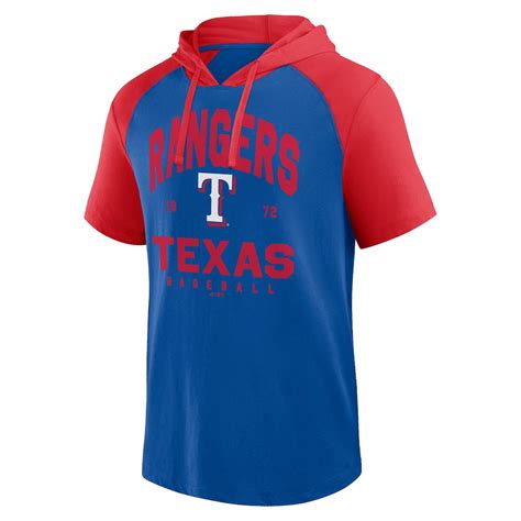 Mens Texas Rangers Logo Athletic Royal Prime Raglan Short Sleeve