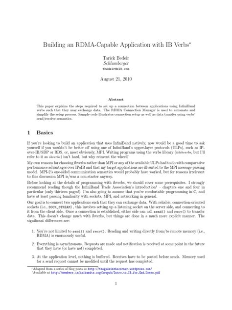 Building An Rdma Capable Application With Ib Verbs 1 Basics Pdf