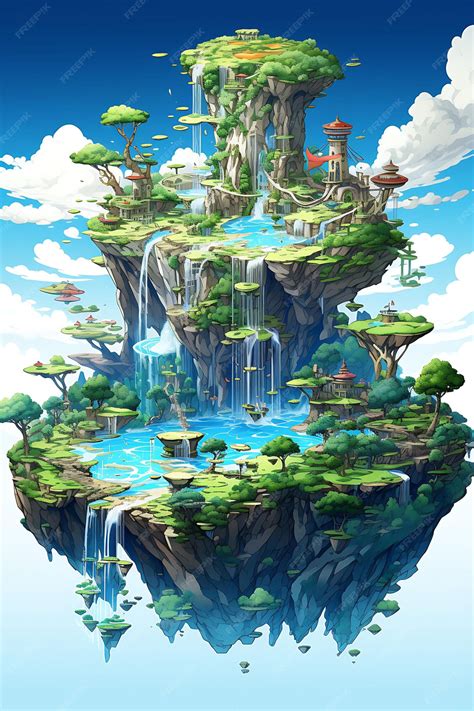 Premium Ai Image Floating Islands Soar Above A Breathtaking Landscape