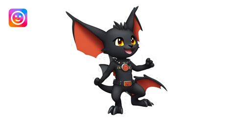 Black Anthro Cool Punk Bat Litten Fakemon Fursona Full Body Emoji Ai Emoji Generator