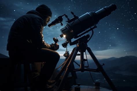 An Astronomer Observing Celestial Wonders Through 00554 00 Premium Ai