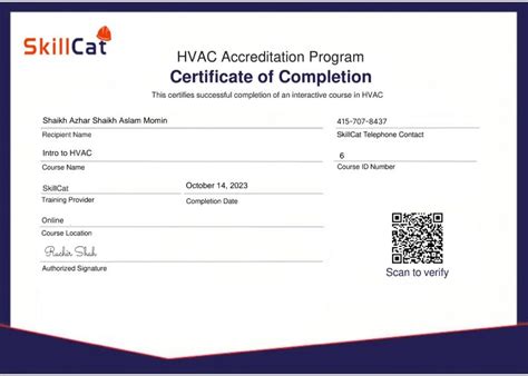 Shaikh Azhar On Linkedin Certificate Hvac