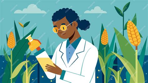 Premium Vector A Researcher Inspecting Genetically Modified Corn Engineered To Produce More
