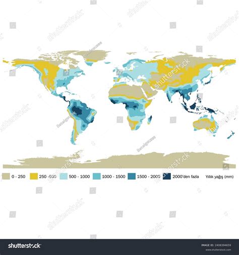 World Annual Rainfall Map Vector Stock Vector Royalty Free 2408394659