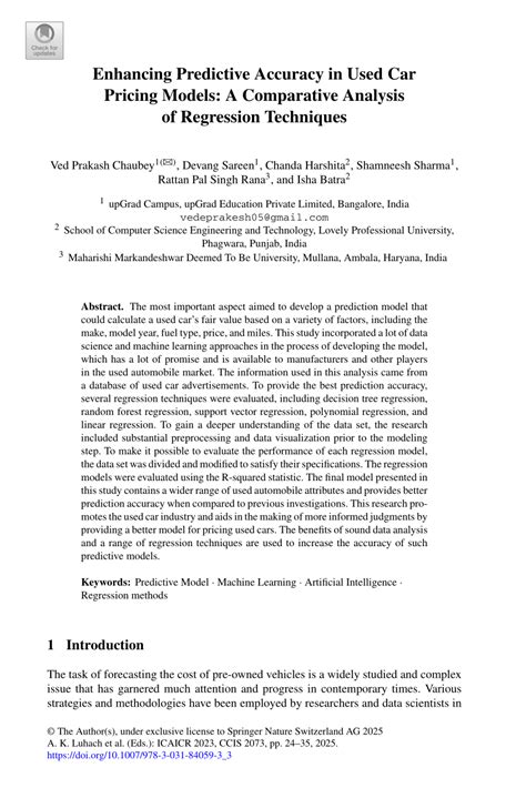 Pdf Enhancing Predictive Accuracy In Used Car Pricing Models A Comparative Analysis Of