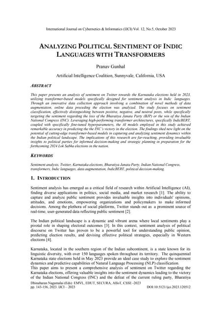 Analyzing Political Sentiment Of Indic Languages With Transformers Pdf Social Networking