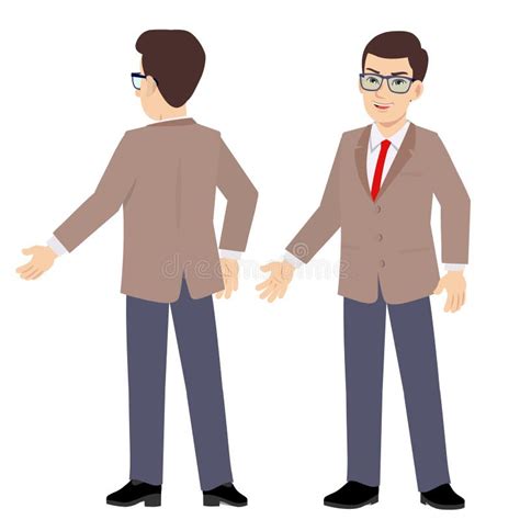 Young Glasses Business Man In Suit Front And Back View Stock Vector Illustration Of Glasses
