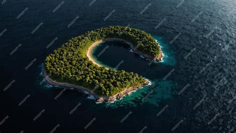 Aerial Graphic View Of An Island Shaped As The Letter A For The