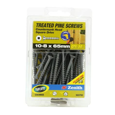 Zenith Screw Treated Pine Tufcote Square Drive 10g X 65mm 50 Pack
