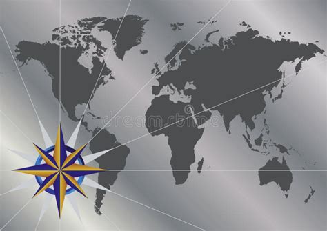 Compass Blue Gold World Map Stock Vector Illustration Of Mass North