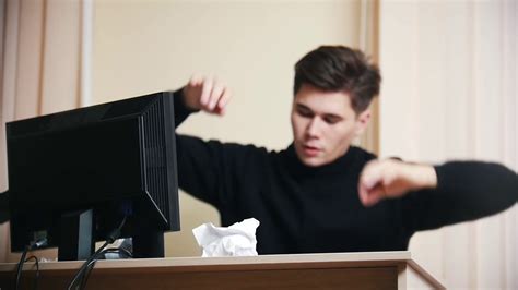 An Angry Man Throws Crumpled Paper Away From Stock Footage Sbv