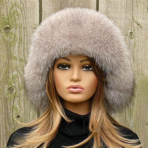 Fox Fur Hat For Women Fur Trapper Hat Winter Bomber Hat Furry Ear