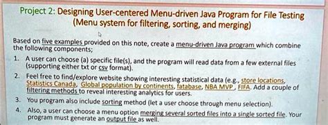 Solved Project 2 Designing User Centered Menu Driven Java Program For