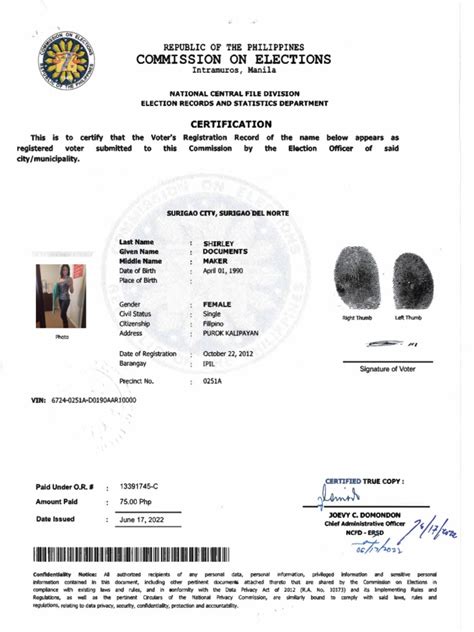 Voters Certificate Pdf Information Privacy Government