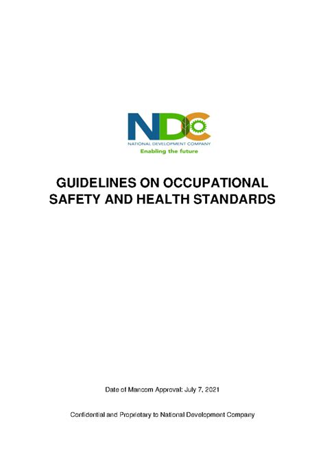 Guidelines On Occupational Safety And Health Standards Guidelines On