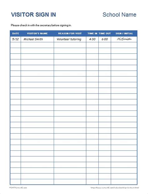 Visitor Sign In Sheet Template Printable At Ellen Martinez Blog