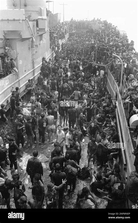 South Vietnamese Marines Most Still In Wet Uniforms Fill The Decks Of