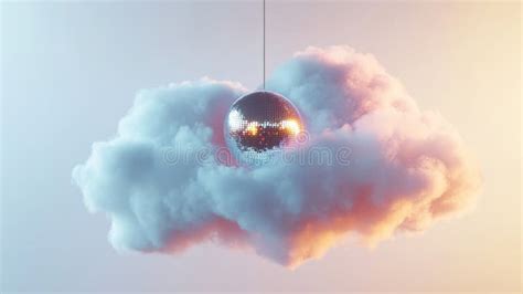 Fluffy Cloud With Suspended Disco Ball At Sunset Stock Image Image Of Dreamlike Disco 335774641