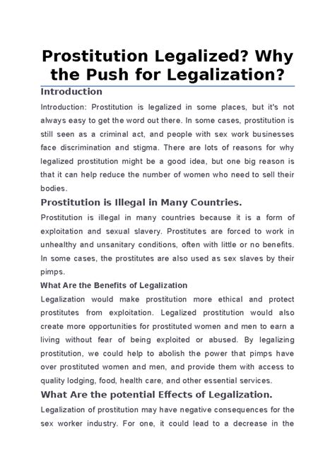 Prostitution Legalized Why The Push For Legalization Prostitution