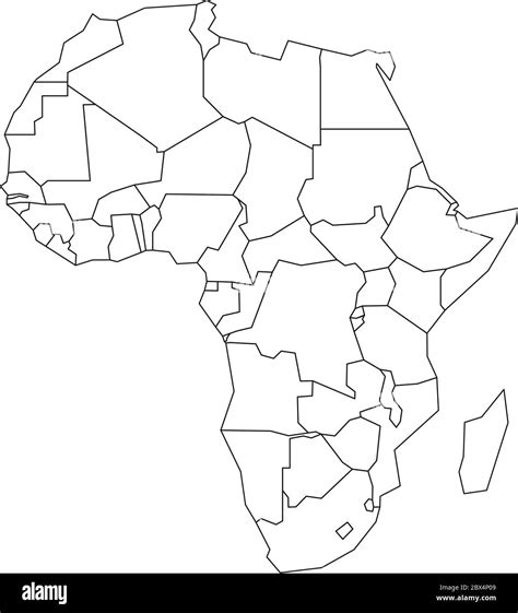 Political Map Of Africa Simplified Black Wireframe Outline Vector Illustration Stock Vector