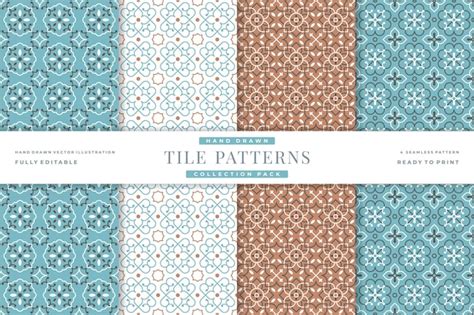 Premium Vector Hand Drawn Vintage Tile Patterns Collection 1