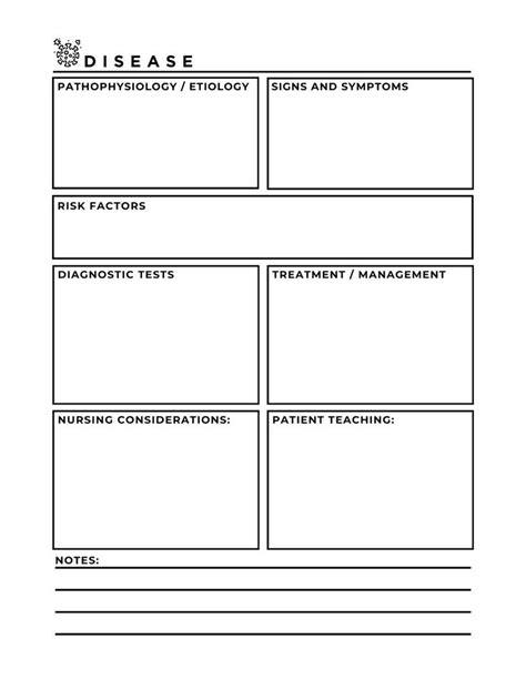 Nursing Pathophysiology Blank Note Taking Template Nursing School