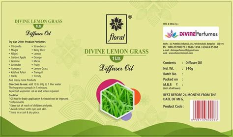 DIVINE LEMON GRASS DIFFUSER OIL At Rs Litre Lemongrass Oil In Bengaluru ID