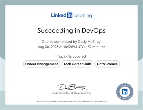 Cody Mcelroy On Linkedin Certificate Of Completion