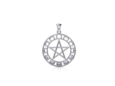 Pentacle Star Moon Phase Sterling Silver Pendant Jewelry Trends Etsy