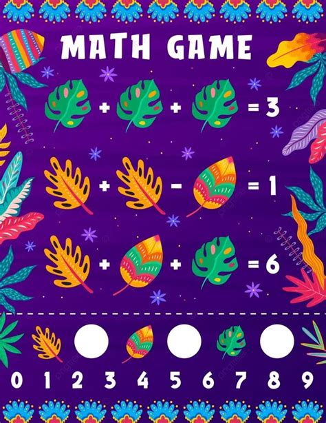 帶有卡通植物葉子的數學遊戲工作表 向量 玩 数数 数字向量圖案素材免費下載，png，eps和ai素材下載 Pngtree