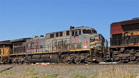 Kcs Grey 4547 On A Cpkc Grain Youtube