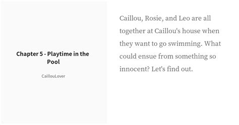 [r 18] 5 Chapter 5 Playtime In The Pool Caillou Teache Pixiv