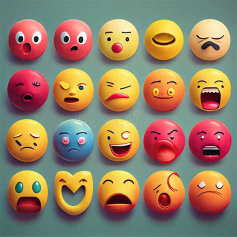 Wierd Emoji Set Generative Ai Stock Illustration Illustration Of
