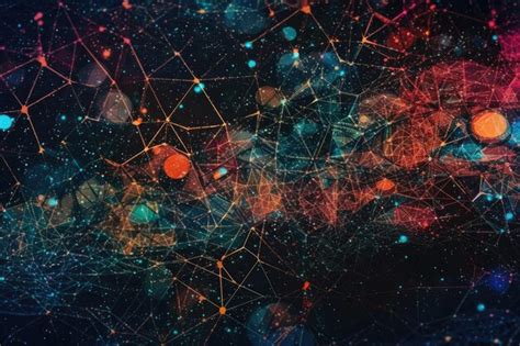 Premium Ai Image Colorful Lines And Dots On A Dark Background Generative Ai