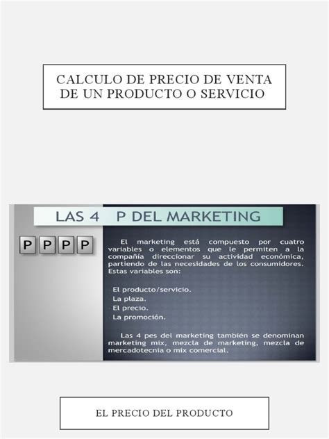 Calculo De Precio De Venta De Un Producto Pdf Producto Negocio