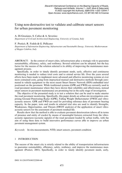 Pdf Using Non Destructive Test To Validate And Calibrate Smart Sensors For Urban Pavement
