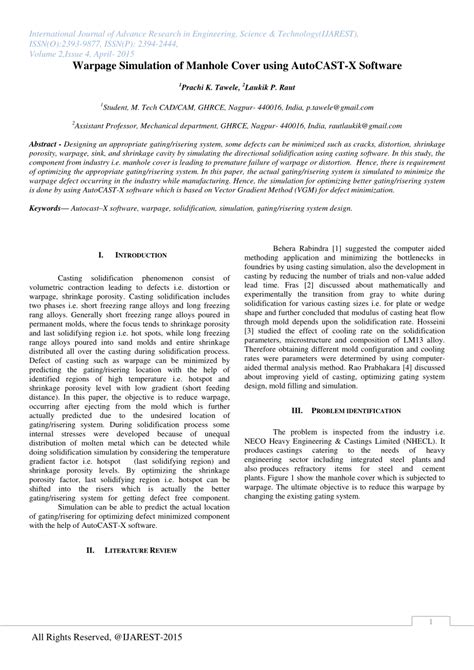 Pdf Warpage Simulation Of Manhole Cover Using Autocast X Software