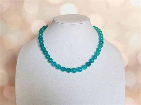Mozambique Amazonite Knotted Necklace With Amazonite Clasp For Sale At
