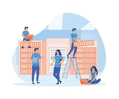 Business People In Data Center Room Data Network Management Concept