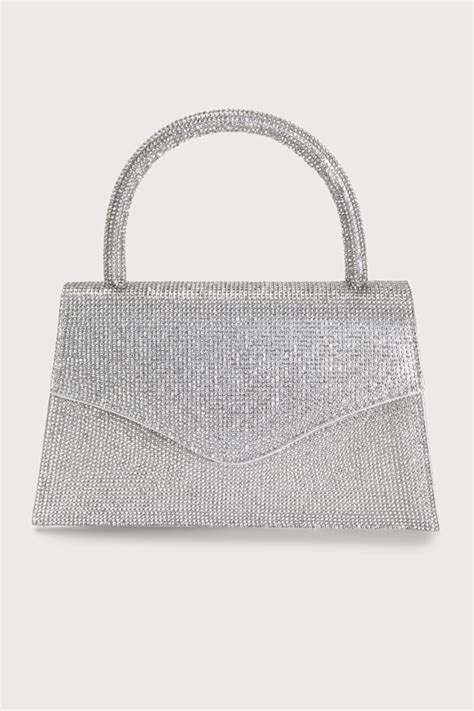 Cute Silver Handbag Rhinestone Embellished Handbag Mini Tote Lulus