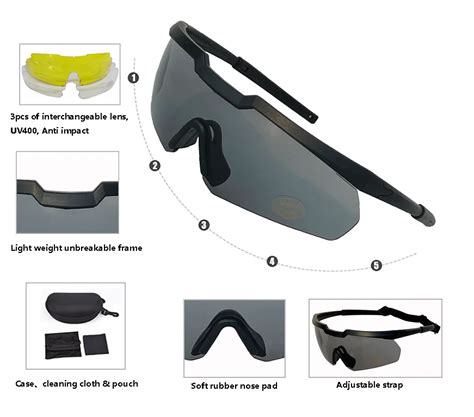 Tactical Combat Sunglasses Men Tactical Eyeshield Shooting Glasses
