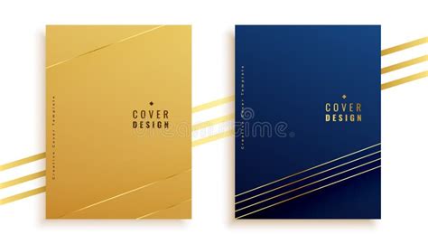 Pack Of Golden And Blue Magazine Cover Layout Design Stock Vector
