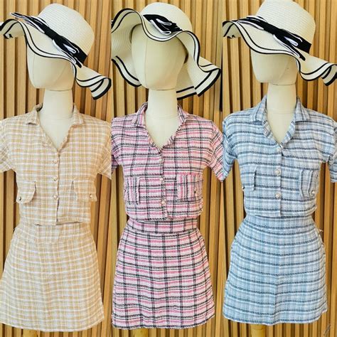 Tweed Terno Set Top And Skirt Xs Semi Large Shopee Philippines