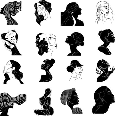 Premium Vector Abstract Woman Line Art Silhouette Black And White