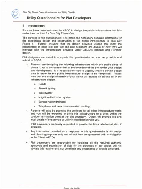 Utility Questionnaire For Plot Designers Pdf