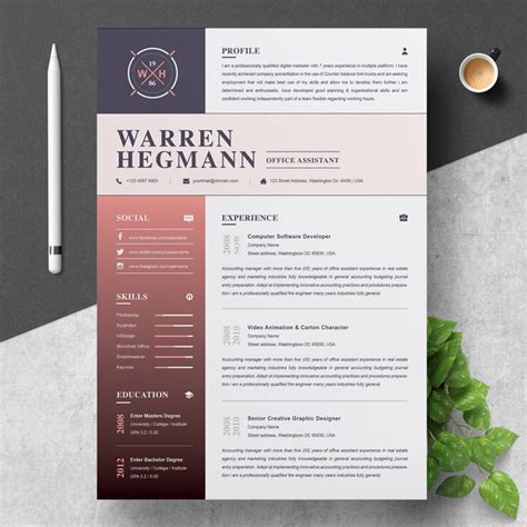 Modern Office Assistant Cv Template Resume Inventor
