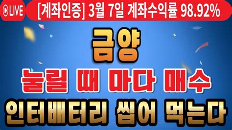 금양 주가전망 눌릴 때 마다 매수 인터배터리 씹어 먹는다 금양 금양주가전망 금양주가 Youtube