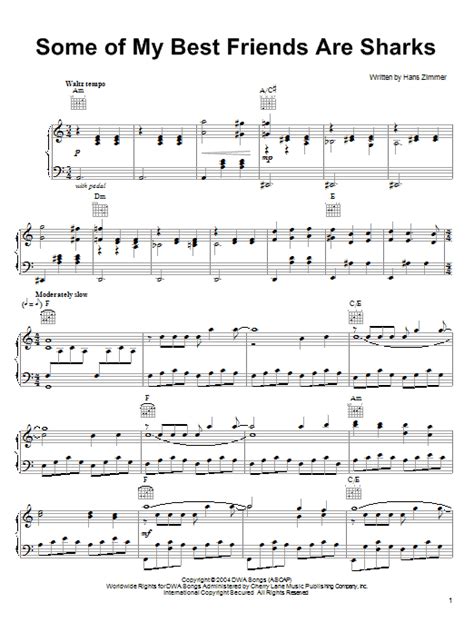 Download Hans Zimmer Some Of My Best Friends Are Sharks Sheet Music
