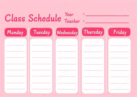 Class Schedule Template Word Editable School Schedule Templates In