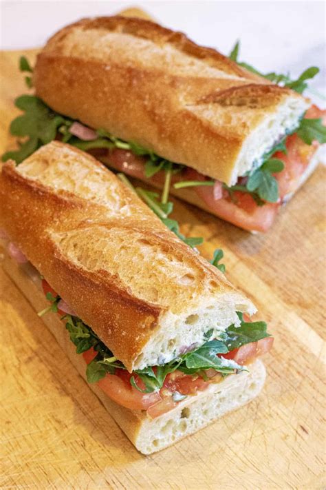Tomato Arugula Baguette Sandwich Recipe